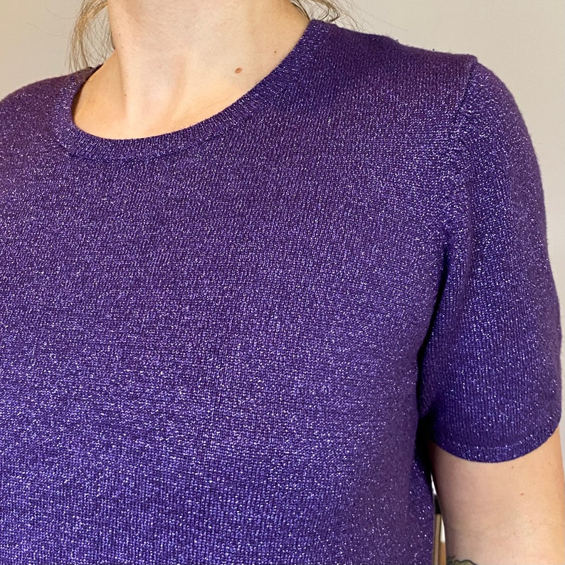 90s Shimmer Top 90s Purple Sparkle Blouse Vintage Purple Shimmer Shirt ...