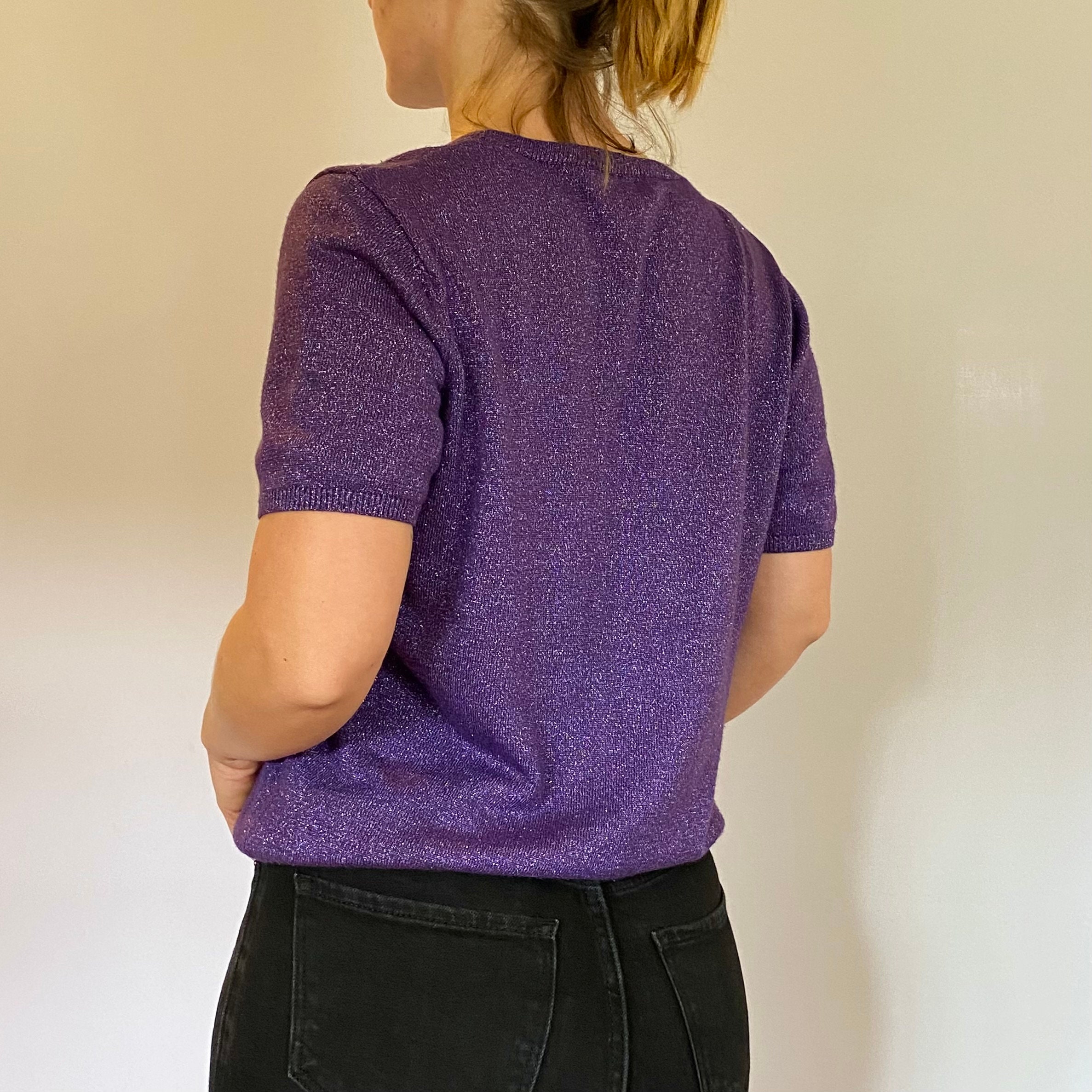 90s Shimmer Top 90s Purple Sparkle Blouse Vintage Purple Shimmer Shirt ...