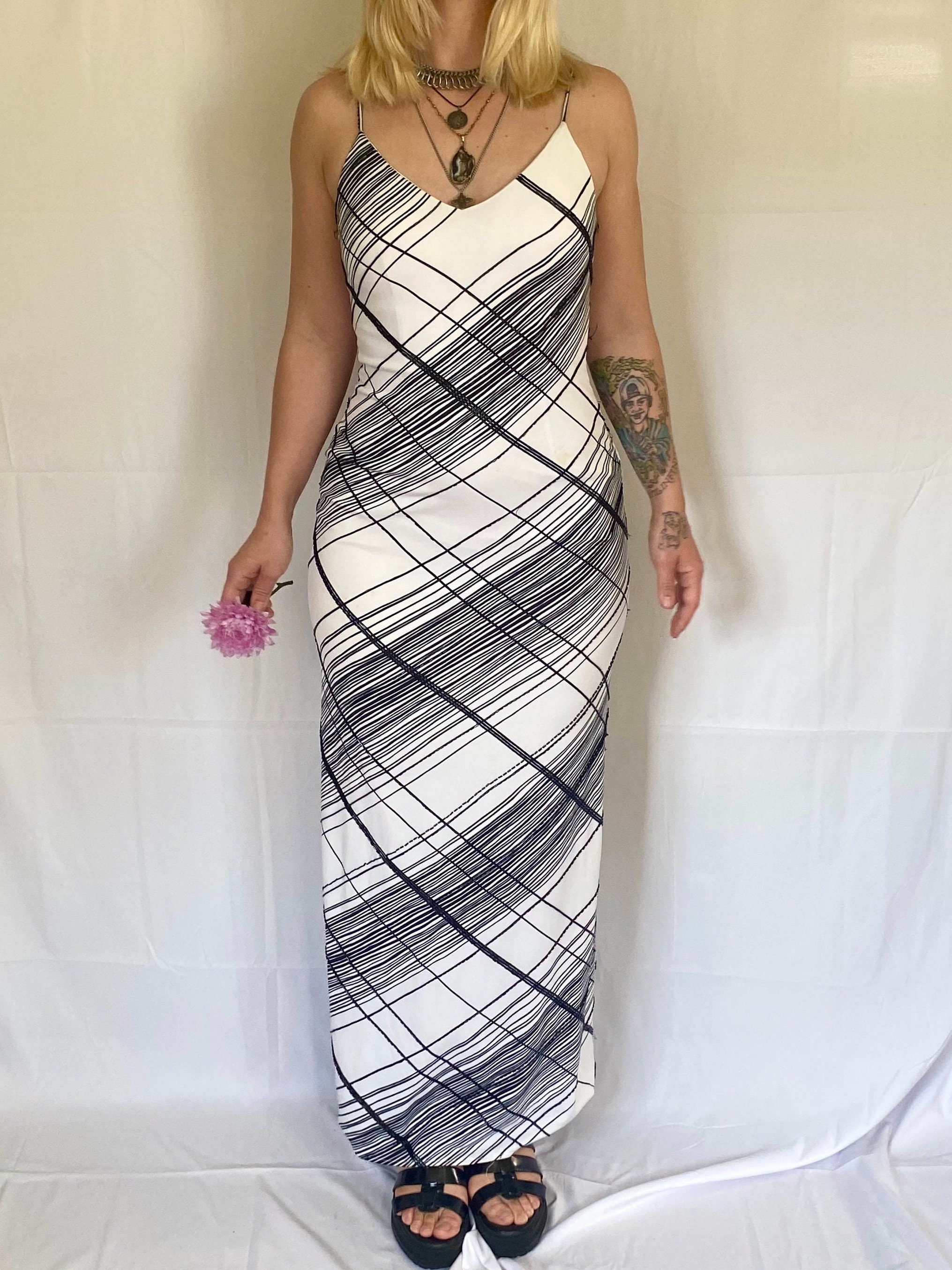 Y2K Prom Dress Vintage Beaded Prom Dress Y2K Beaded Gown Black White ...