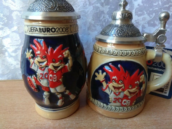 Switzerland football Goblet RARE Set 2 Beer Mug Soccer EURO 2008 Cup ...