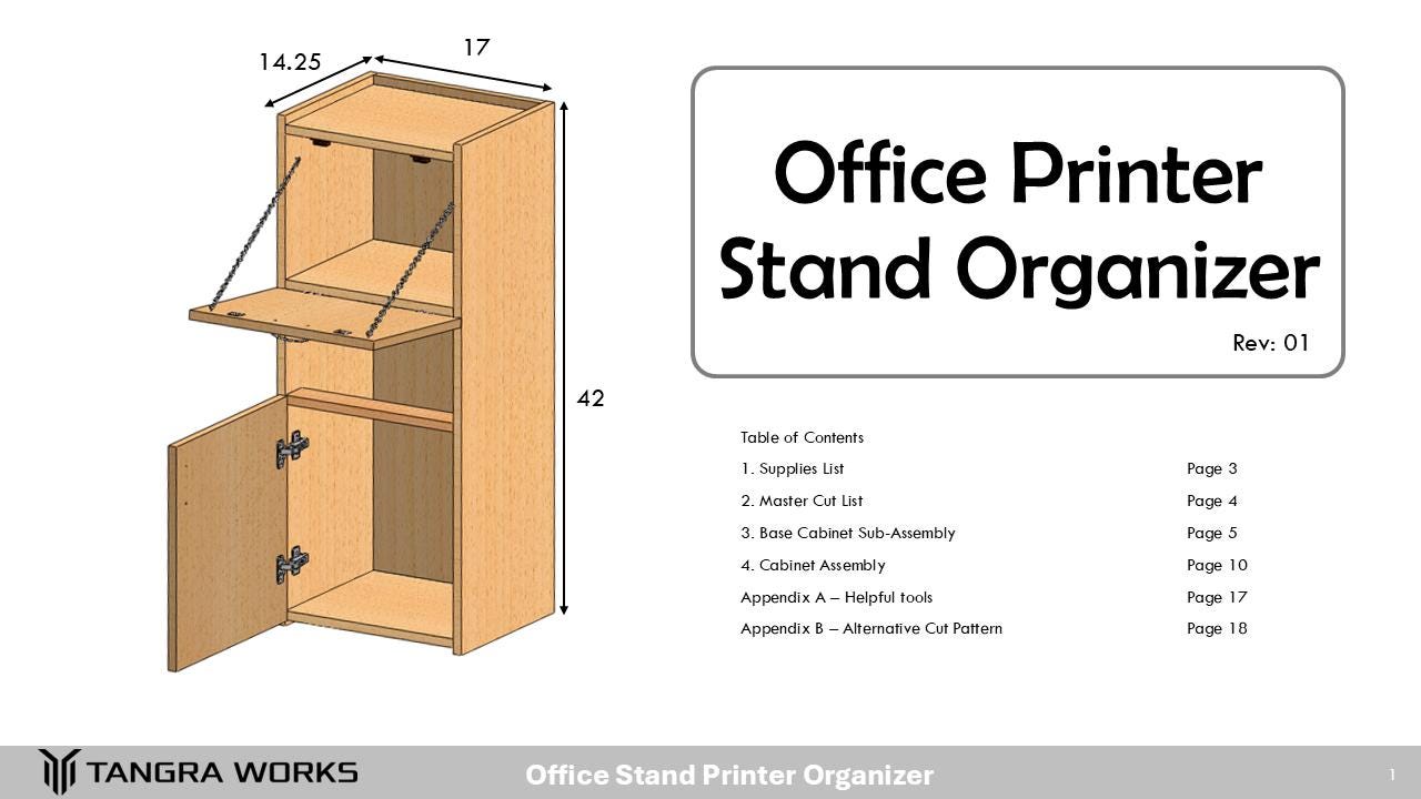 DIY Woodworking Office Printer Organizer Cabinet Build Plans for ...