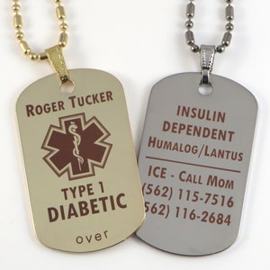 Custom Engraved Medical Alert Tag Gold or Silver - Keep Your Loved Ones ...