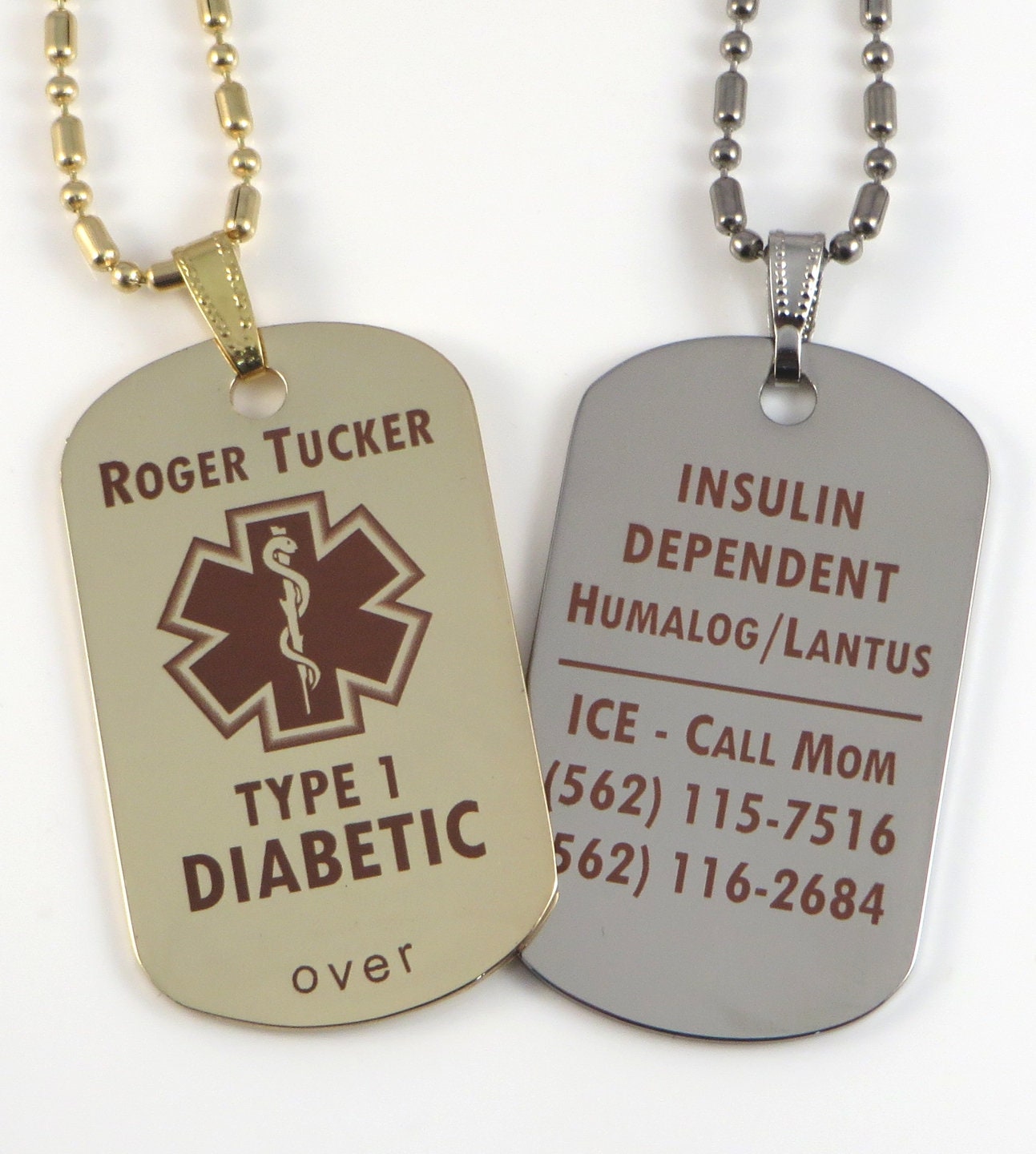 Custom Engraved Medical Alert Tag Gold or Silver - Keep Your Loved Ones ...