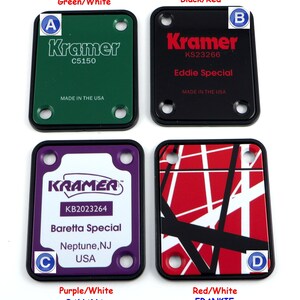 Kramer Tribute Guitar Neck Plate - Engraved or Printed in Your Choice ...