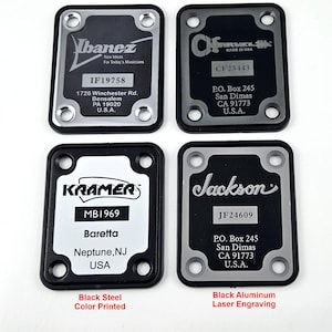 Jackson Tribute Guitar Neck Plate - Engraved or Printed in Your Choice ...