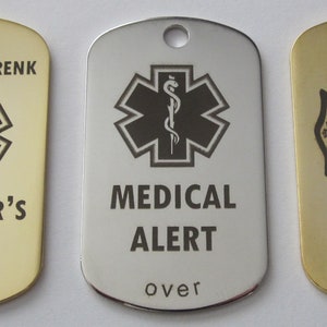 Custom Engraved Medical Alert Tag Gold or Silver - Keep Your Loved Ones ...