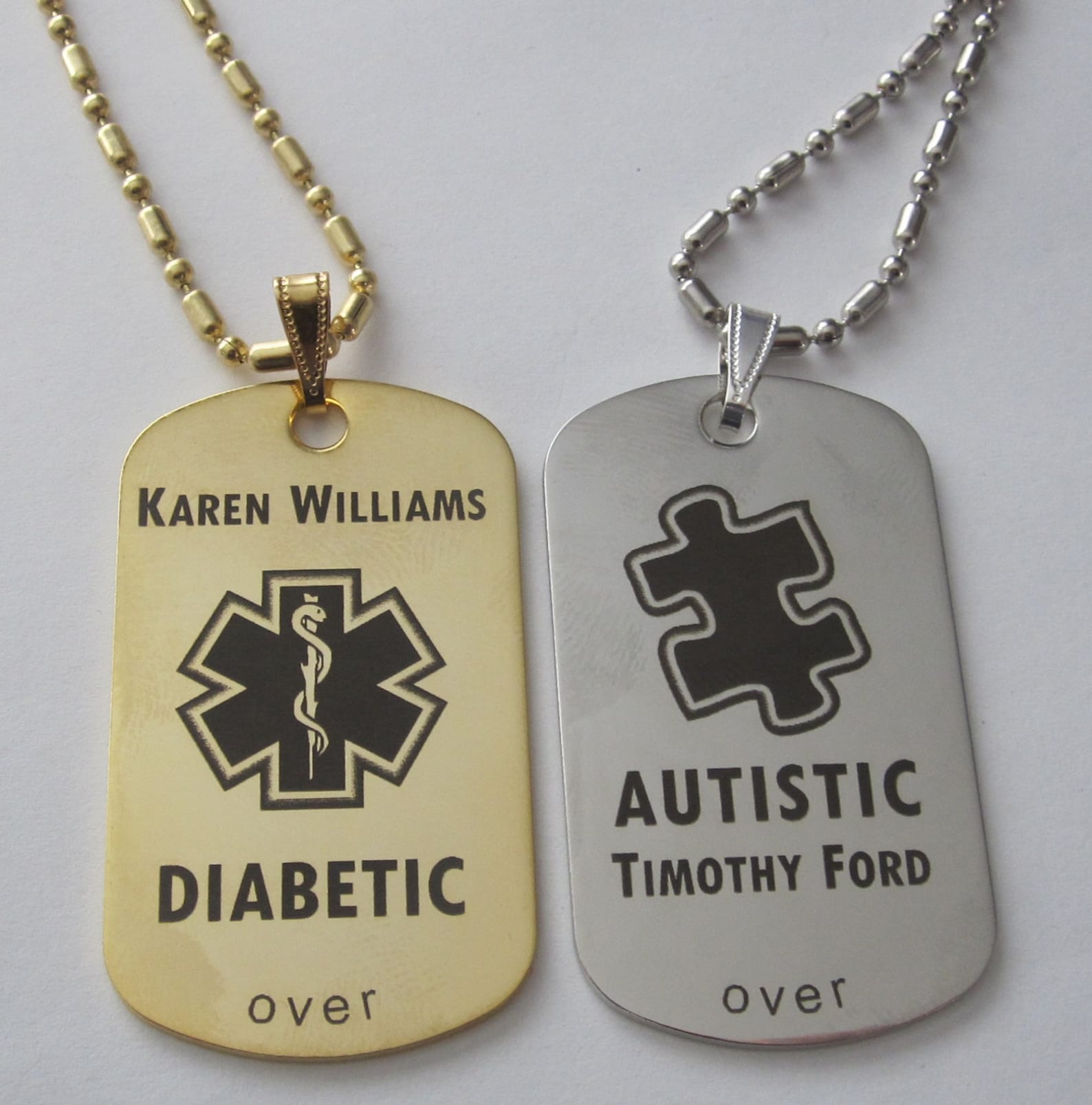 Custom Engraved Medical Alert Tag Gold or Silver - Keep Your Loved Ones ...
