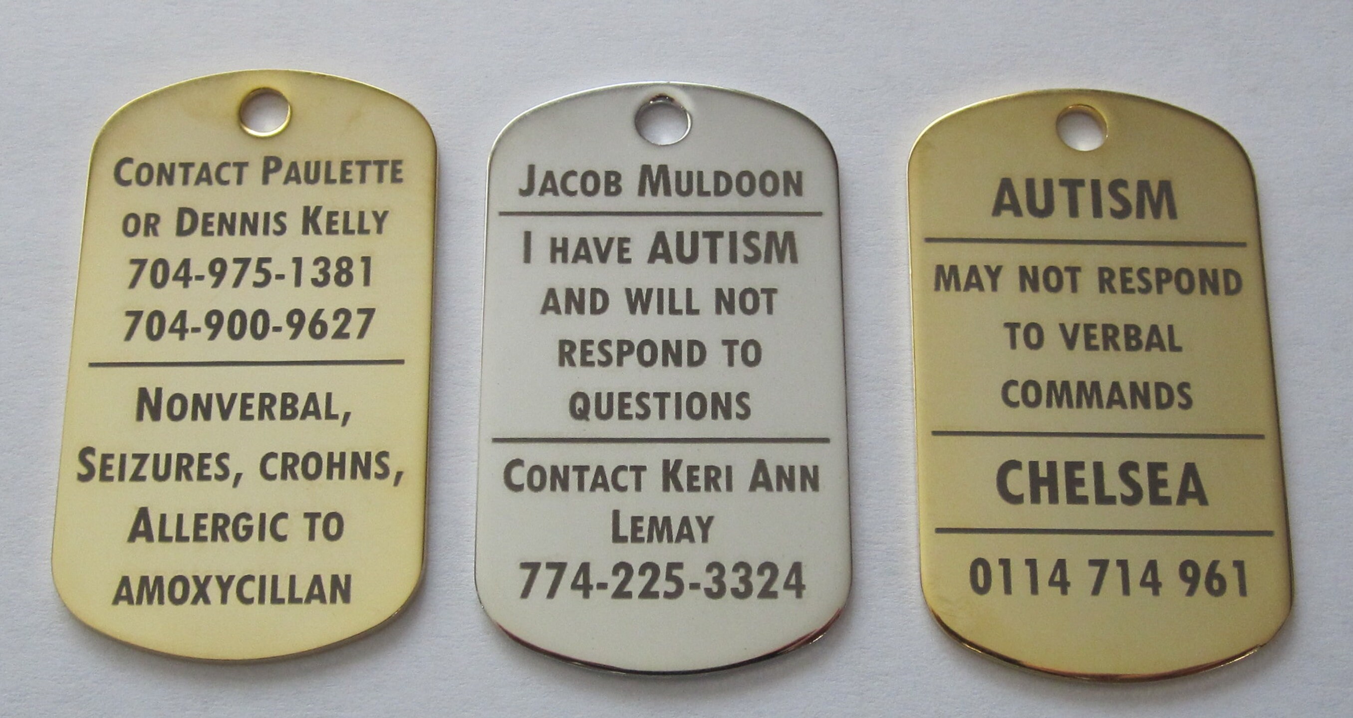 Custom Engraved Medical Alert Tag Gold or Silver - Keep Your Loved Ones ...
