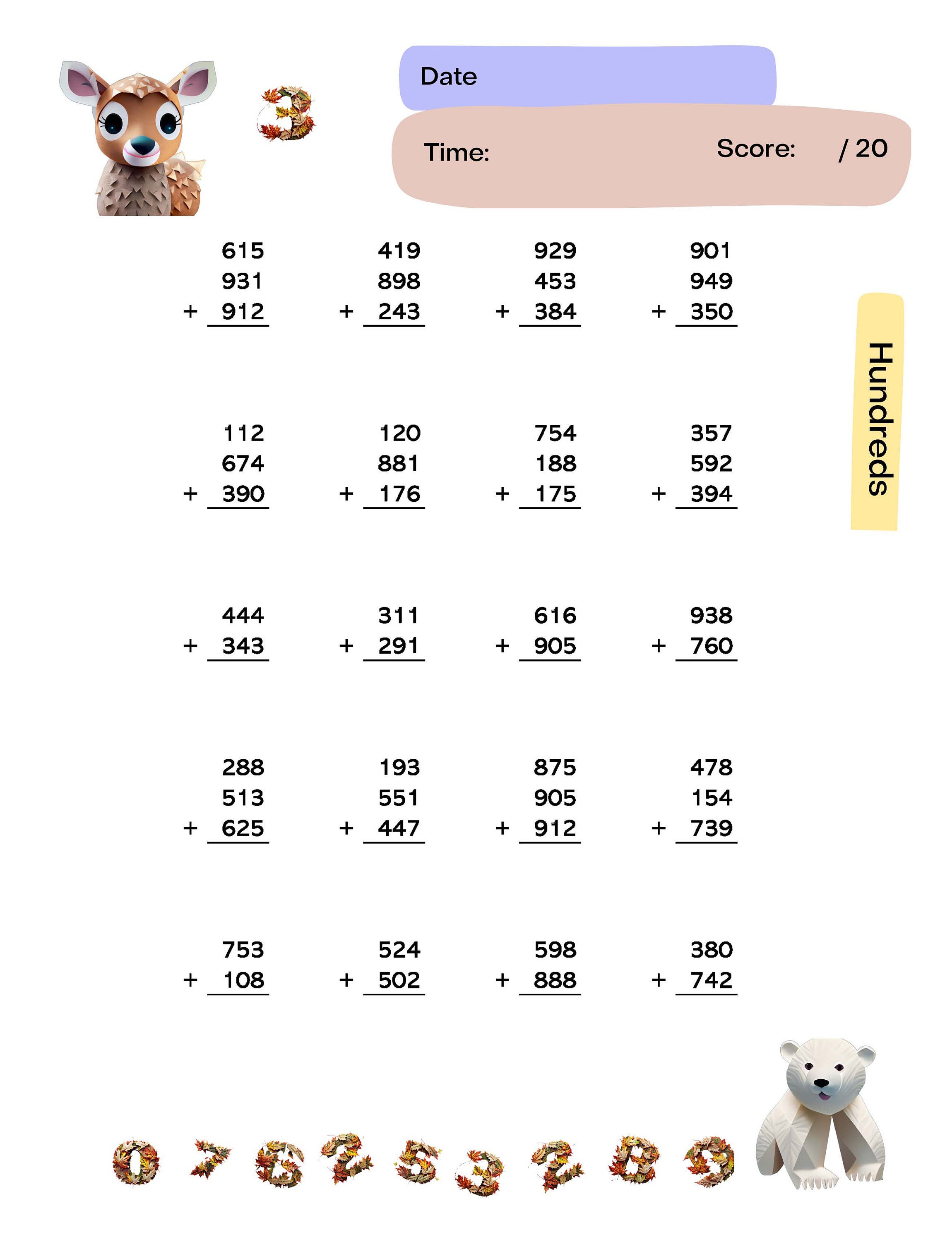Three Digit Addition With Fun Facts and Mazes Plus Answer Key 22 Pages ...