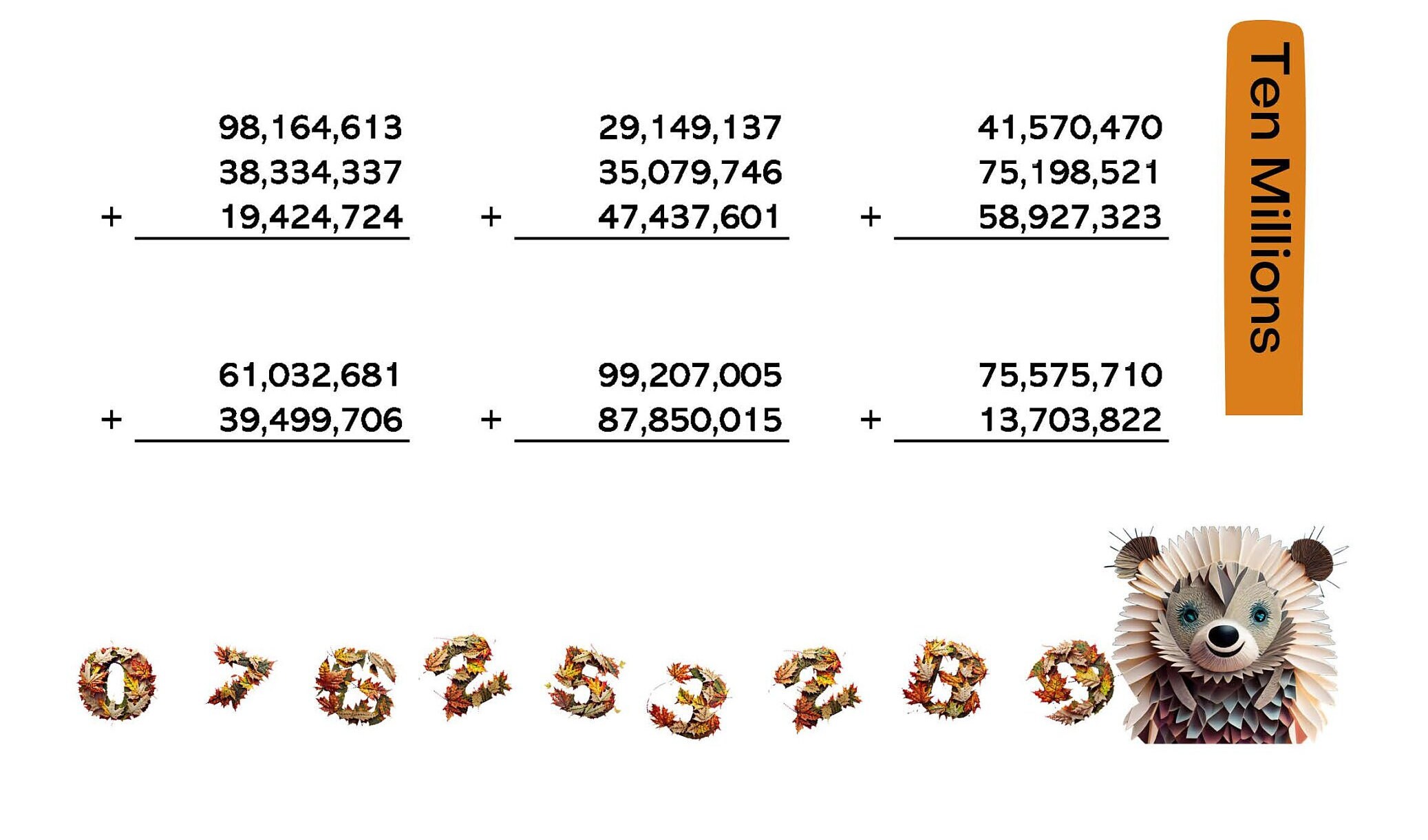 Eight Digit (10 Million) Addition With Fun Facts and Mazes Plus Answer ...