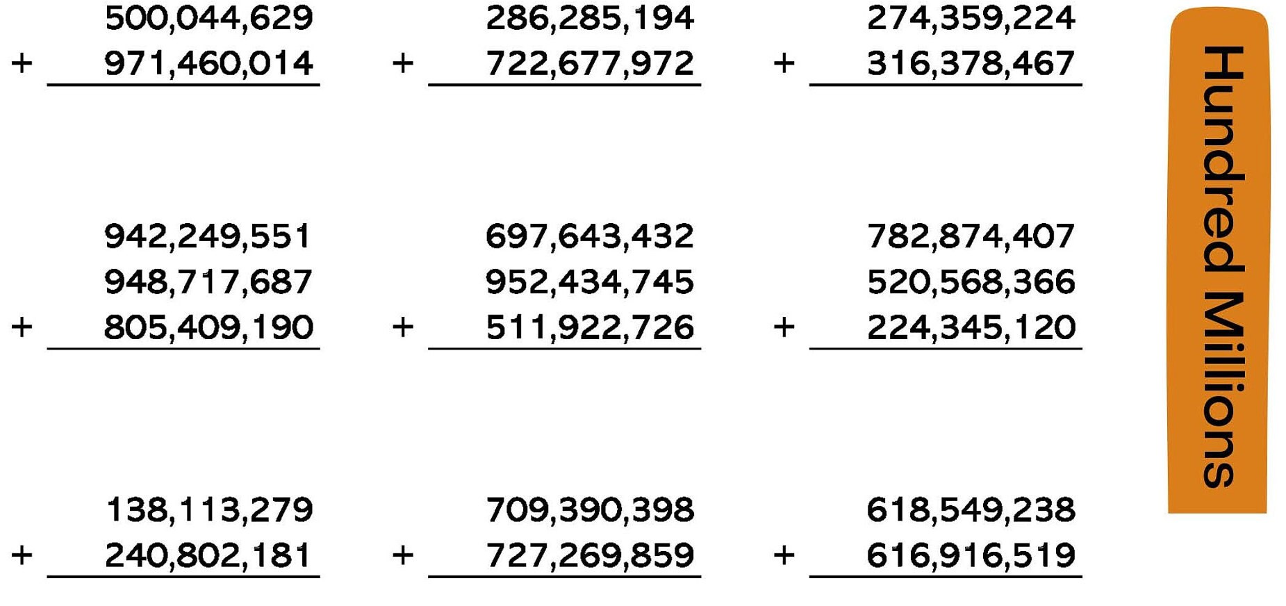 Nine Digit 100 Million Addition With Fun Facts and Mazes Plus Answer ...