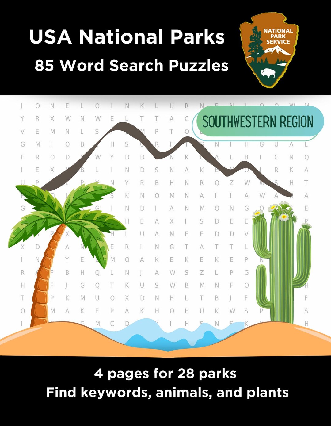 28 National Parks in the SOUTHWEST Region of the USA - 85 Word Search ...