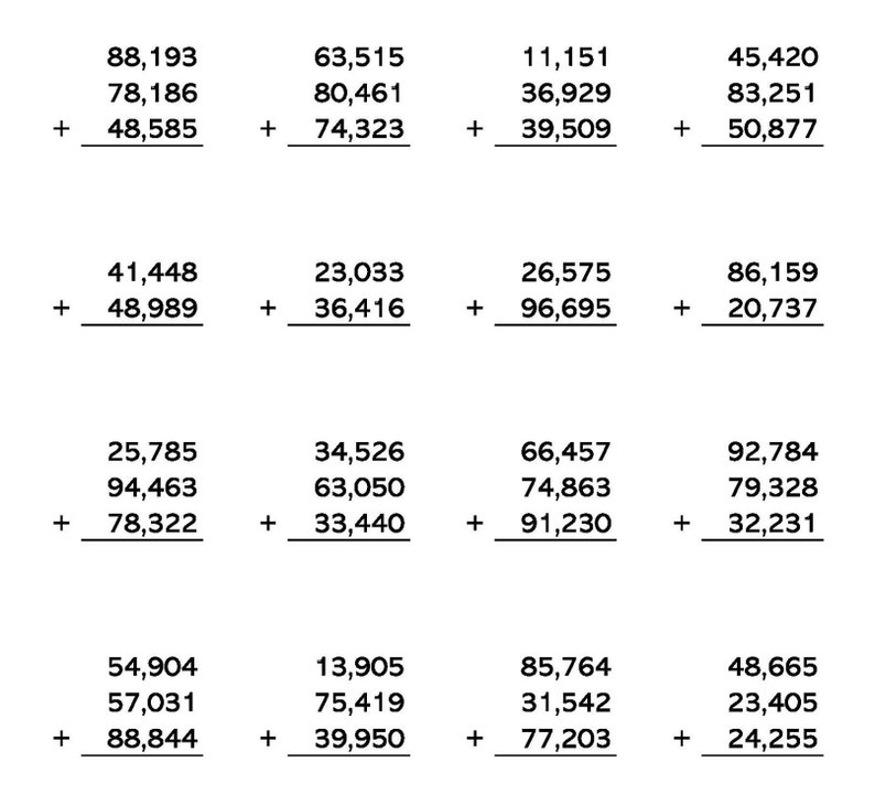 Five Digit Addition With Fun Facts and Mazes Plus Answer Key 22 Pages ...