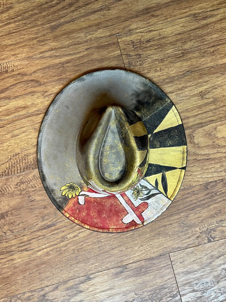 Maryland Flag and Black Eyed Susan Flat Brim Western Cowboy Hat Fedora ...