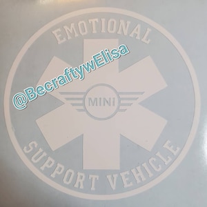 MINI Emotional Support Vehicle DECAL 4 Inch Diameter. - Etsy