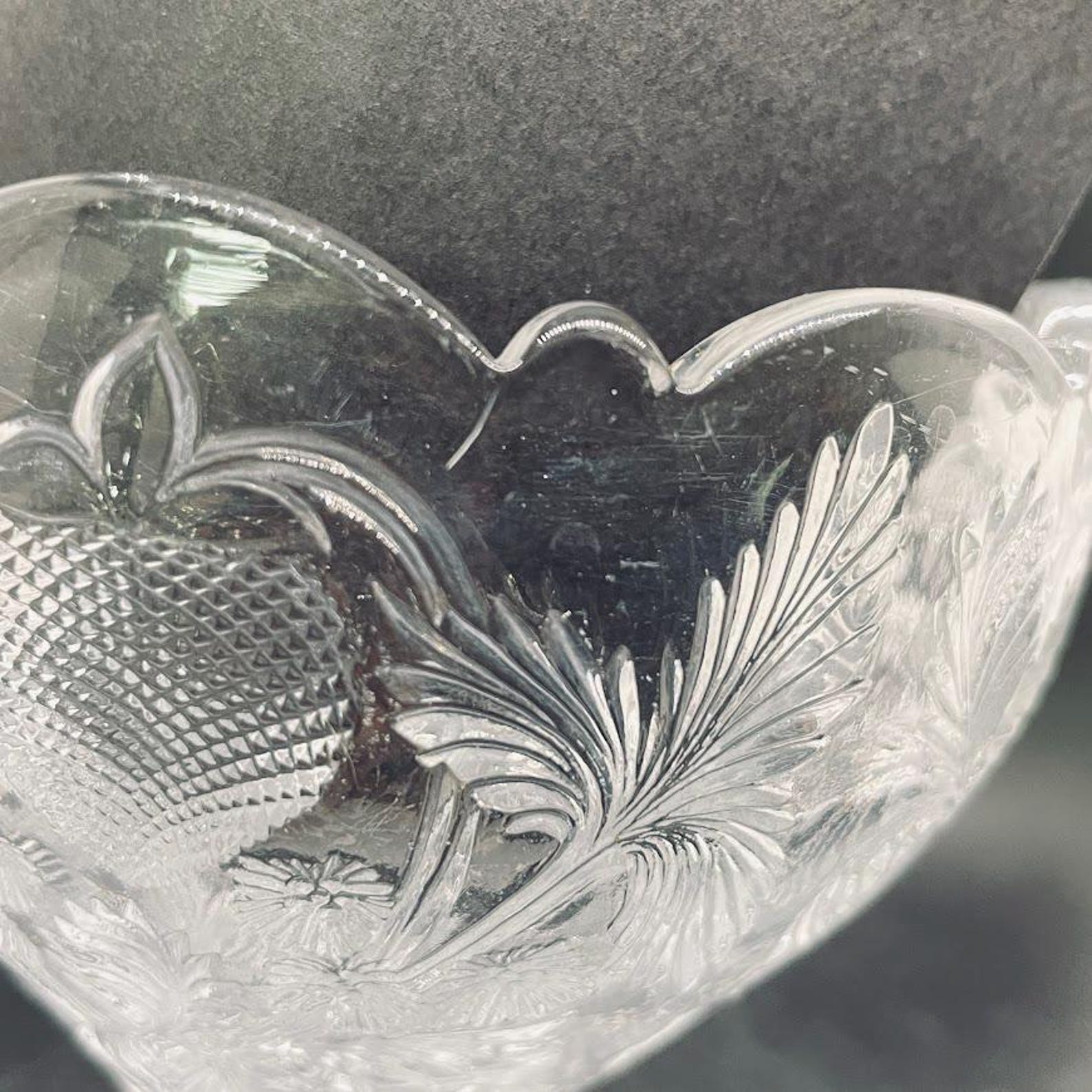 Antique Cambridge Crystal Glass Inverted Strawberry Footed Vase ...