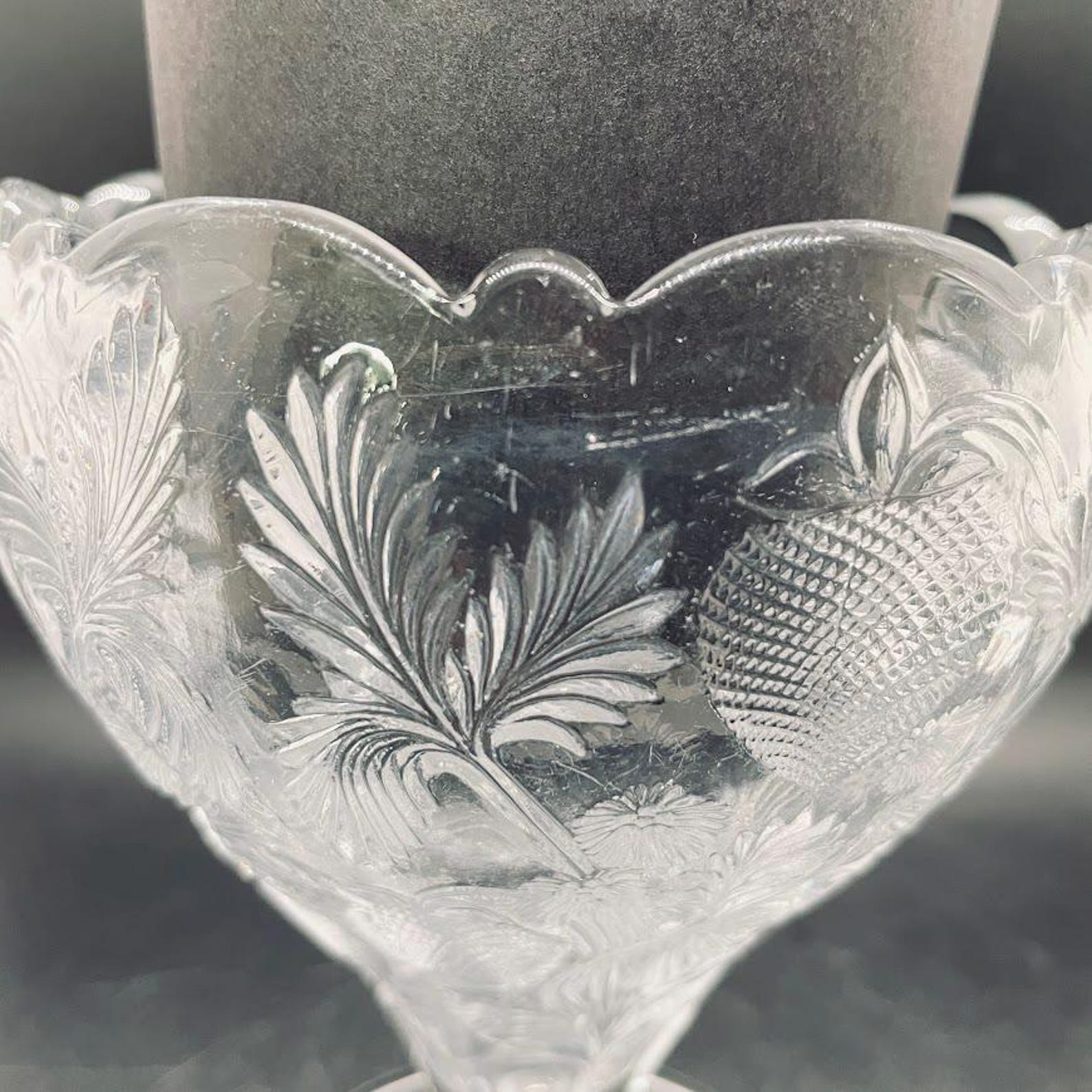 Antique Cambridge Crystal Glass Inverted Strawberry Footed Vase ...