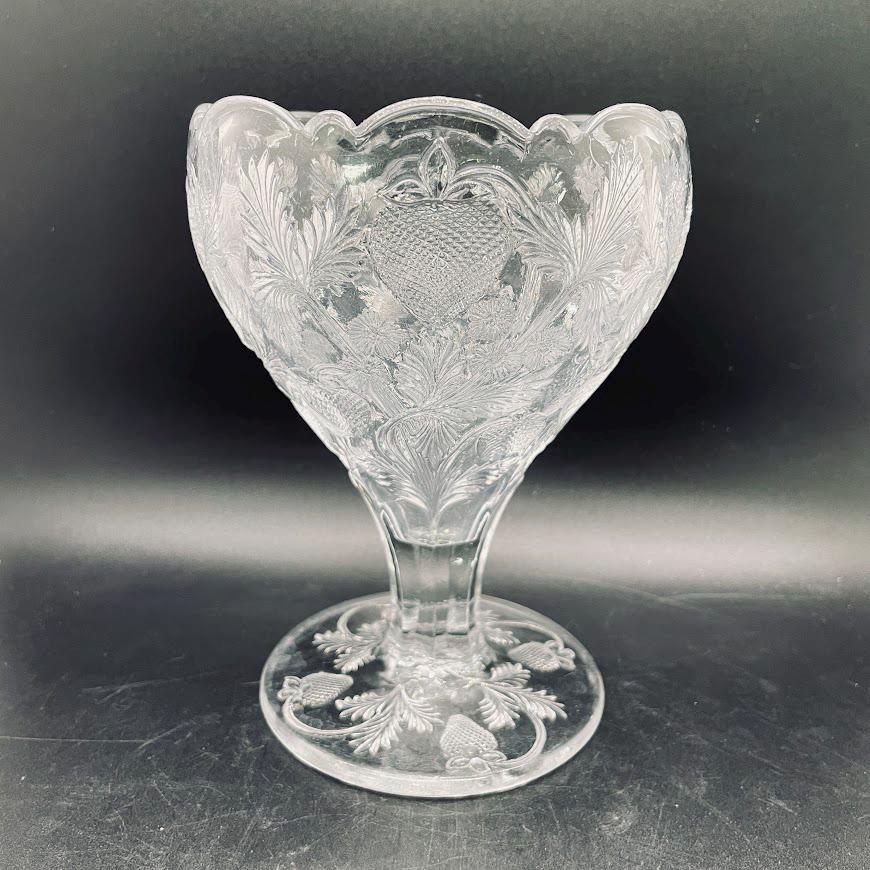 Antique Cambridge Crystal Glass Inverted Strawberry Footed Vase ...