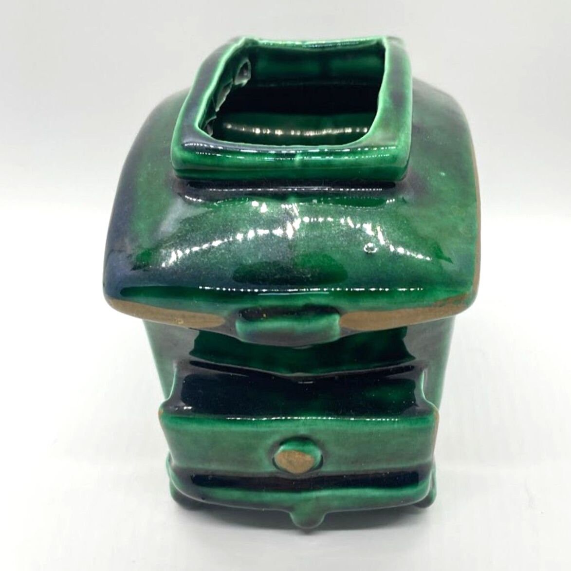 Vintage Le Bow California Pottery Emerald Green With Gold Trim ...