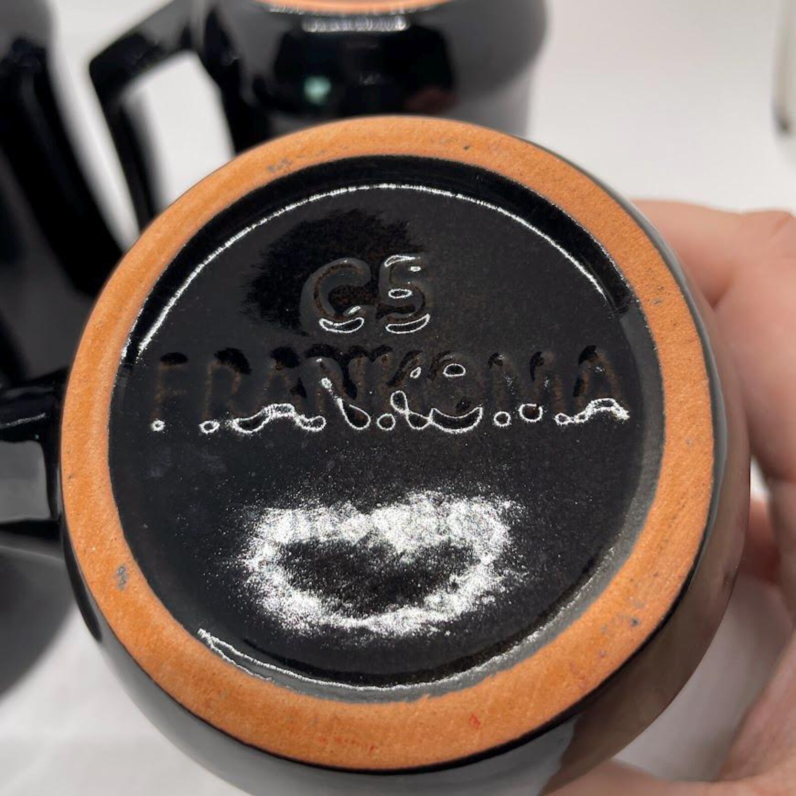 Vintage Frankoma Pottery Black Onyx C5 Coffee Tea Mug Set of 4 Ceramic ...