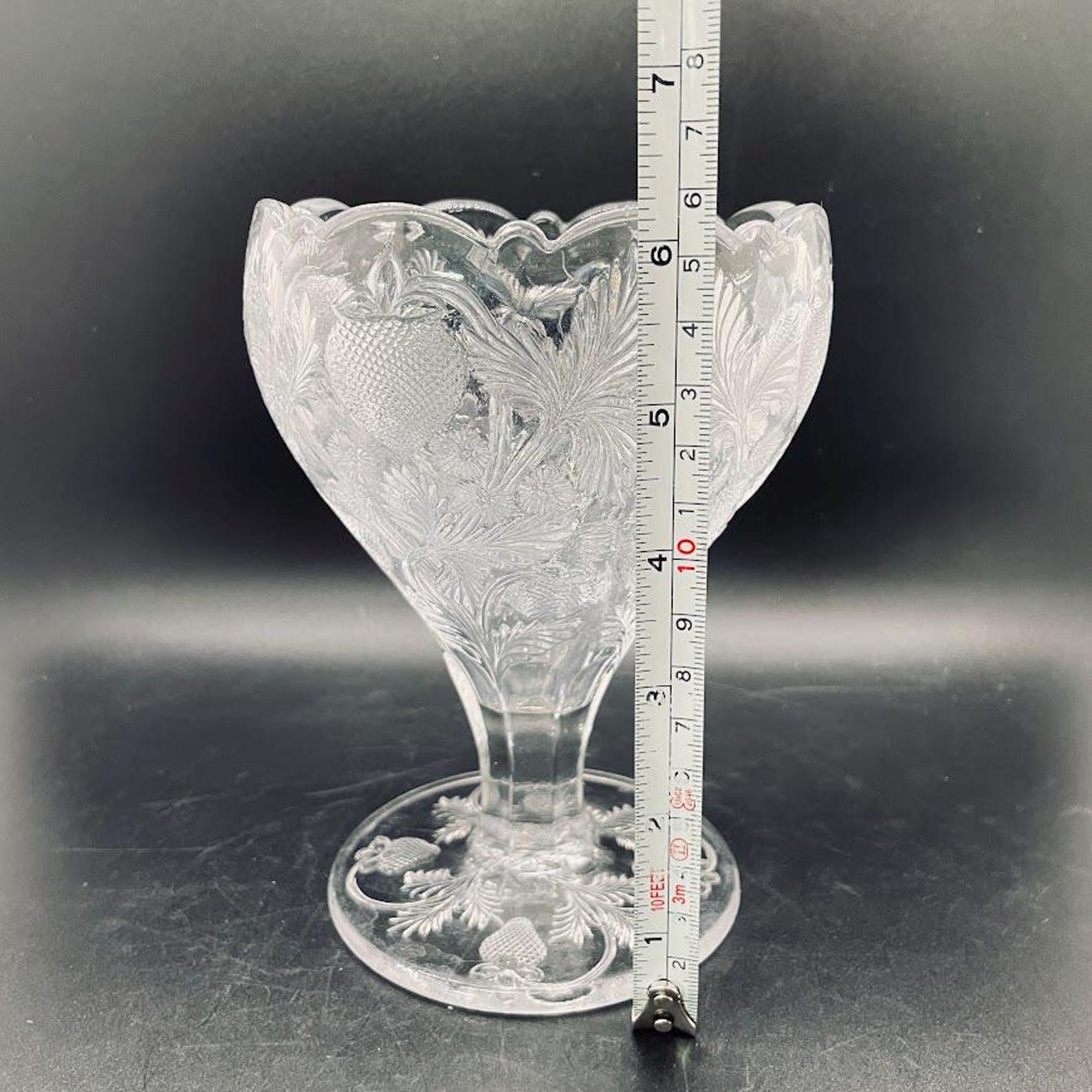Antique Cambridge Crystal Glass Inverted Strawberry Footed Vase ...