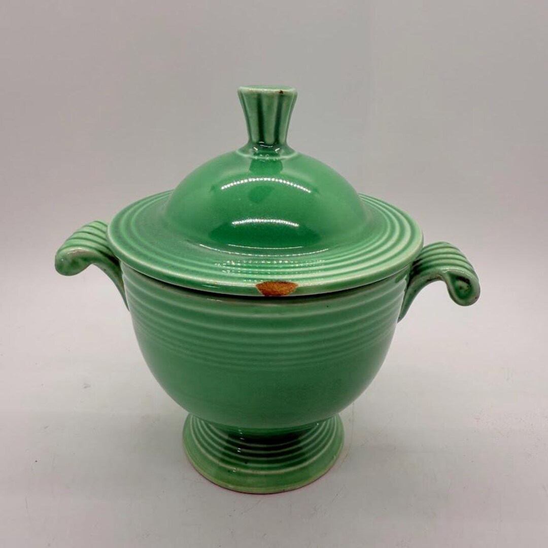 Vintage Early Fiesta Fiestaware Original Light Green Sugar Bowl With ...