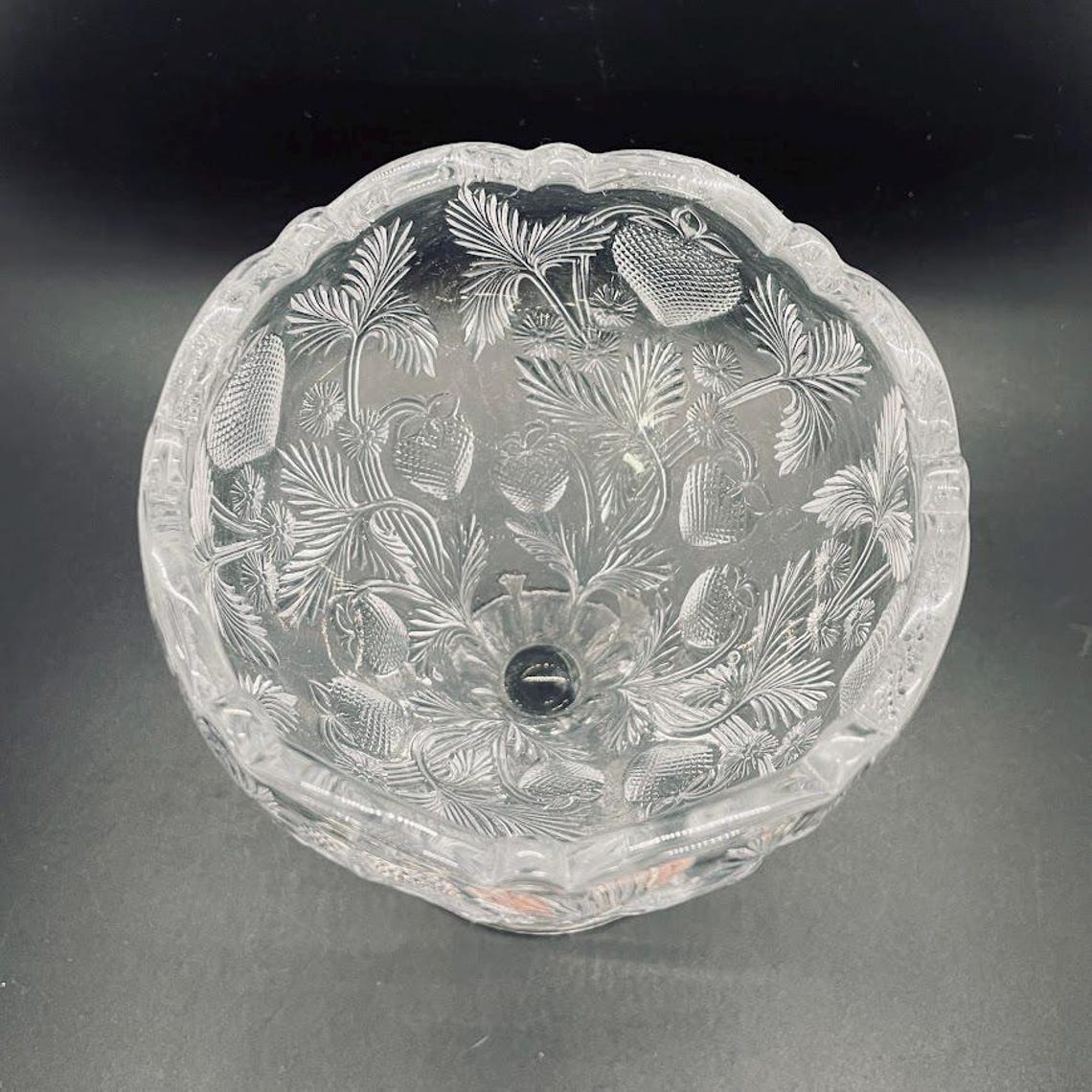 Antique Cambridge Crystal Glass Inverted Strawberry Footed Vase ...