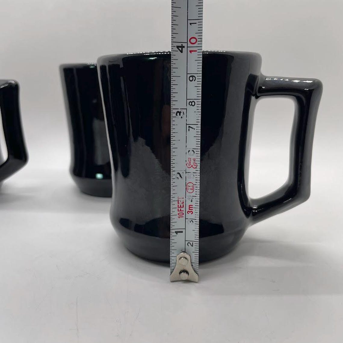 Vintage Frankoma Pottery Black Onyx C5 Coffee Tea Mug Set of 4 Ceramic ...
