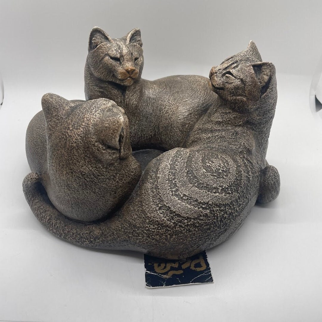 Vintage 2001 Pena Windstone Editions Circle Trio of Cats Candle Votive ...