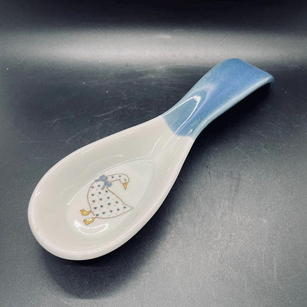 Vintage Otagiri Stoneware Goose Duck Bird Spoon Rest Floral Pattern Two ...