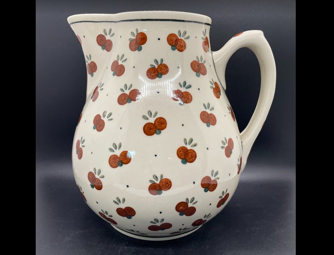 Polish Pottery Large Wild Cherry Pitcher Ceramika Artystycnza ...