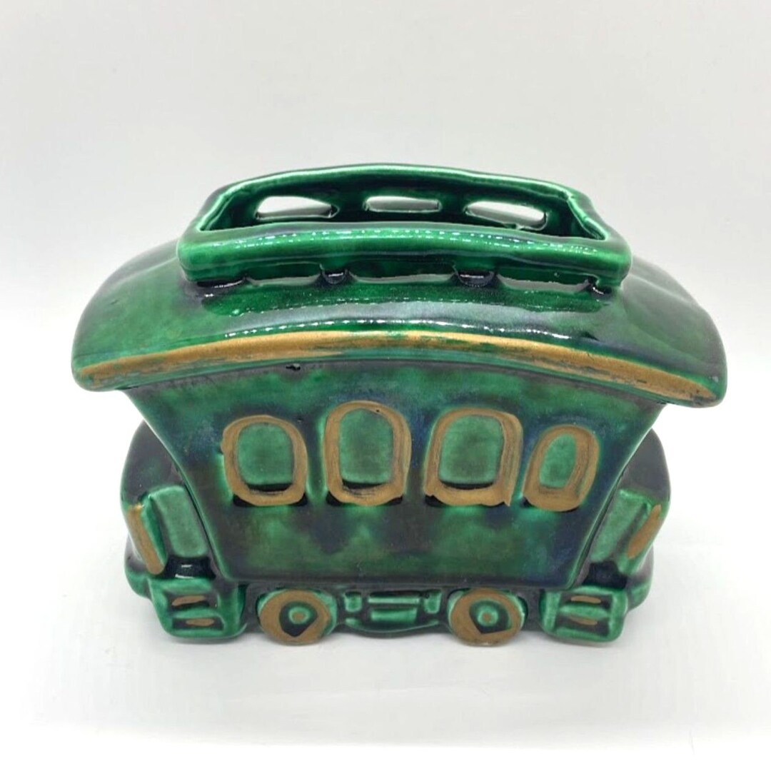 Vintage Le Bow California Pottery Emerald Green With Gold Trim ...