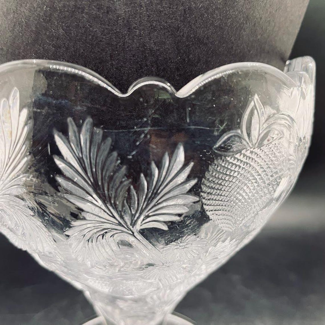 Antique Cambridge Crystal Glass Inverted Strawberry Footed Vase ...