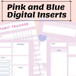 Printable Pink and Blue Digital Insert for Planner/journal Organization ...