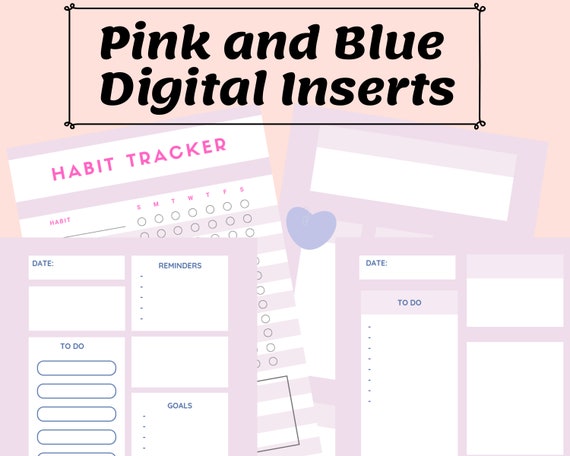 Printable Pink and Blue Digital Insert for Planner/journal - Etsy