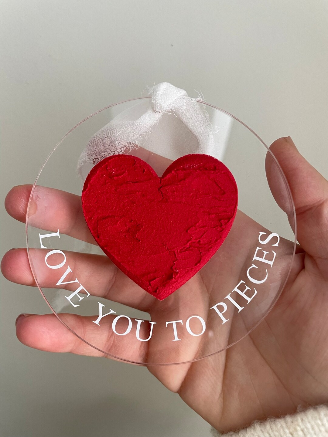 Love You to Pieces Valentines Day Gift Hand Painted Textured Heart ...