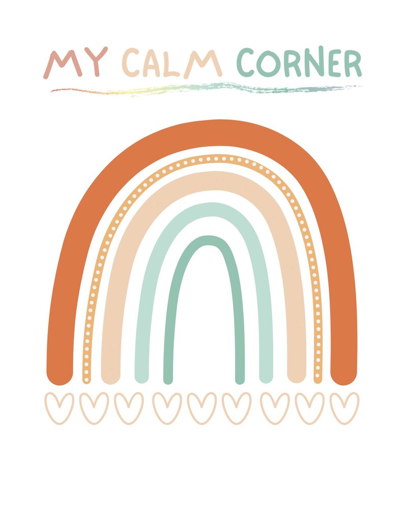 Calm Corner Digital Download, Feelings Chart for Toddlers, Rainbow Calm ...