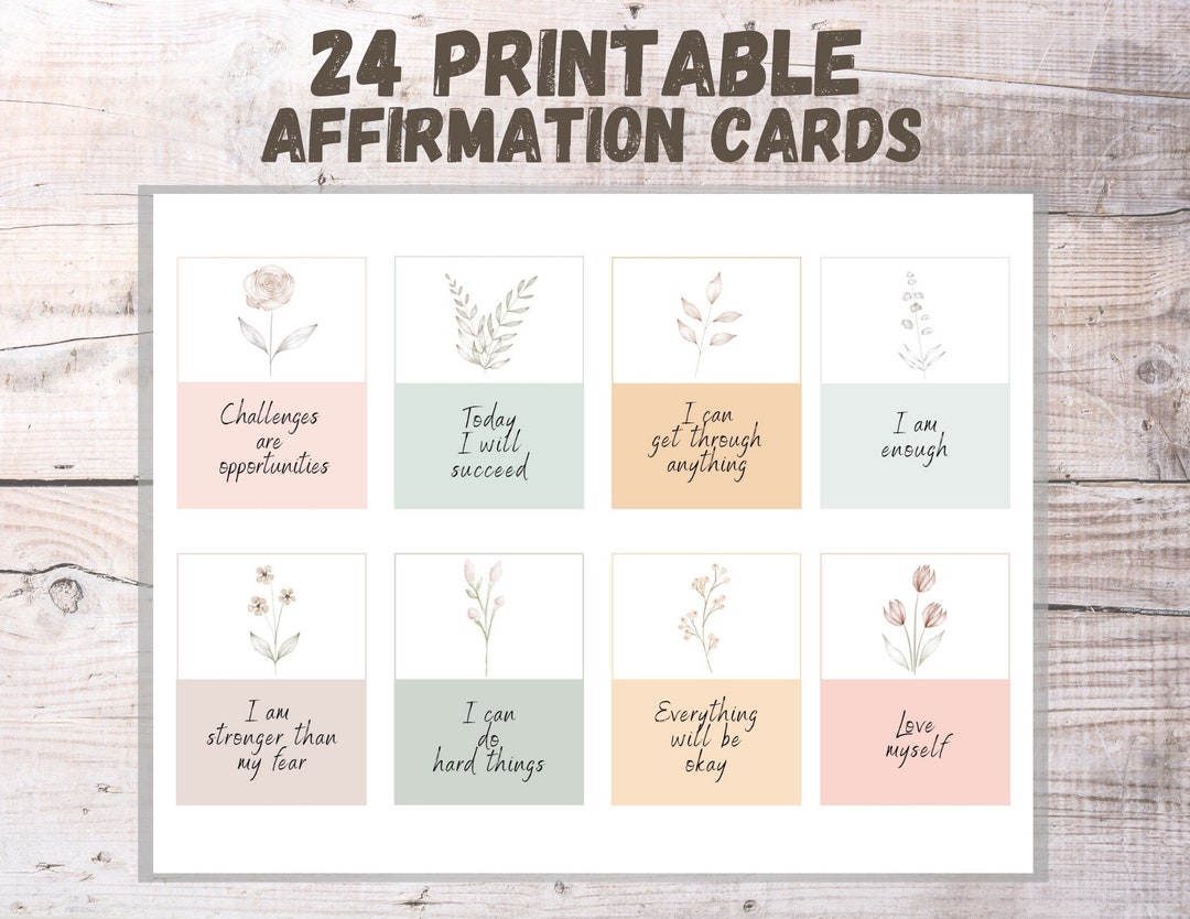Printable Affirmation Cards, 24 Boho Mindful Affirmation Cards Digital ...