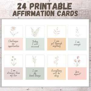 Printable Affirmation Cards, 24 Boho Mindful Affirmation Cards Digital ...