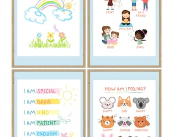 Calming Corner Digital Download, Feelings Chart for Toddlers, Rainbow ...