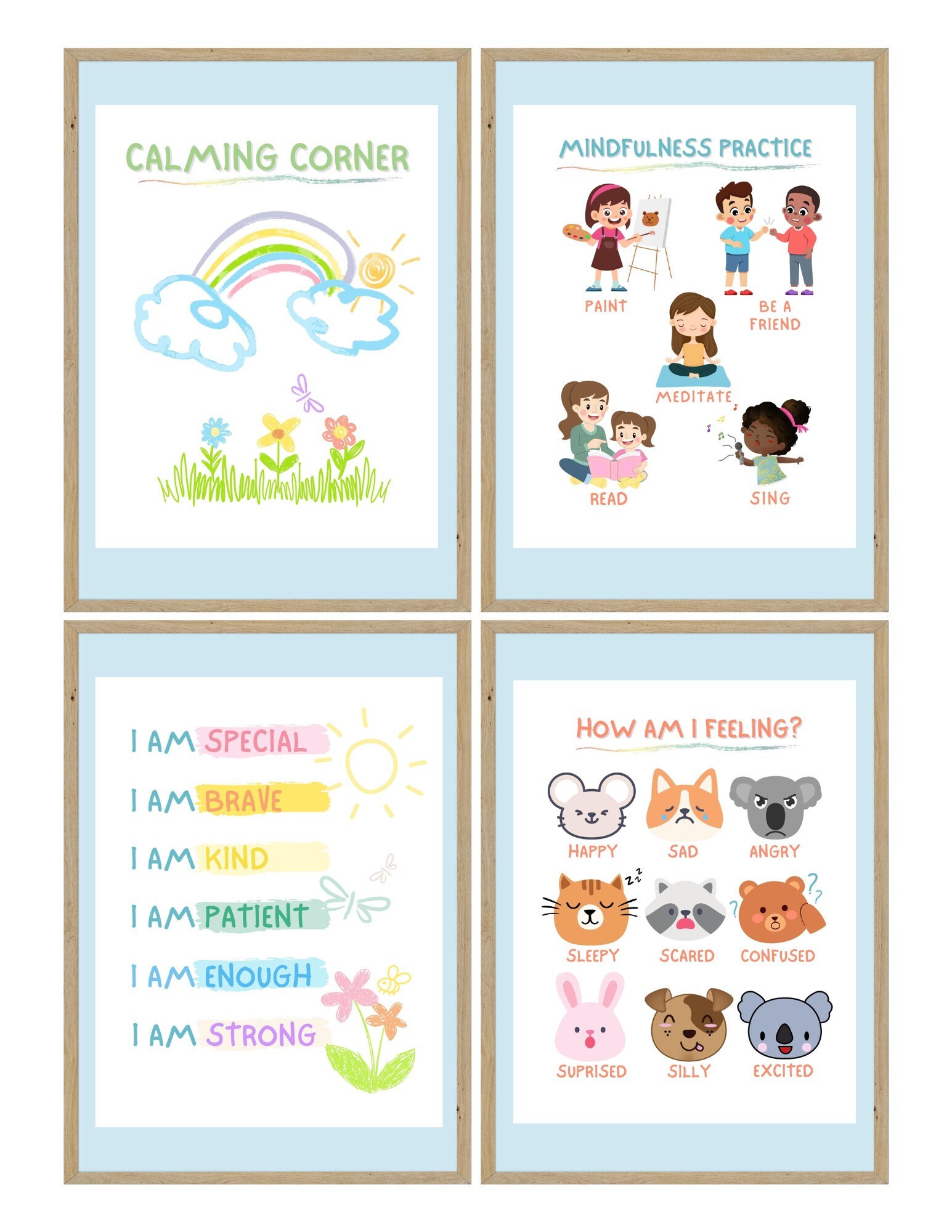 Calming Corner Digital Download, Feelings Chart for Toddlers, Rainbow ...