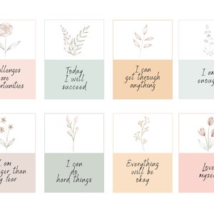 Printable Affirmation Cards, 24 Boho Mindful Affirmation Cards Digital ...