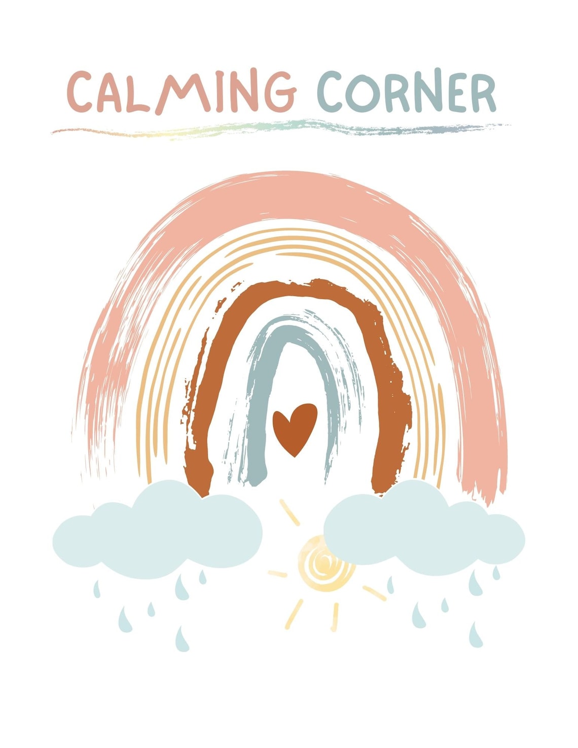 Calming Corner Digital Download, Feelings Chart for Toddlers, Rainbow ...
