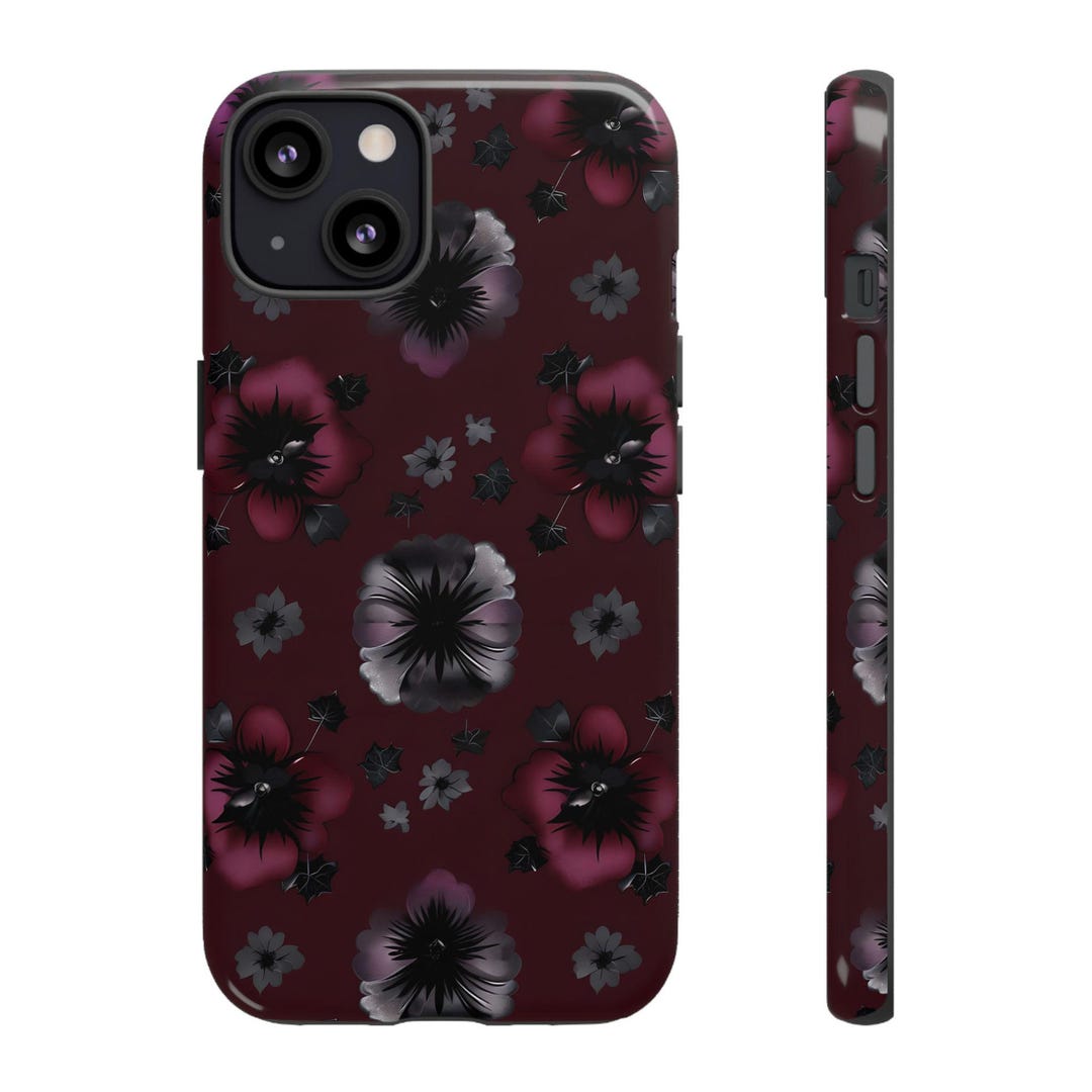 Floral Goth Tough Cases, Dark Flower Teen Phone Cover, Gothic Floral ...
