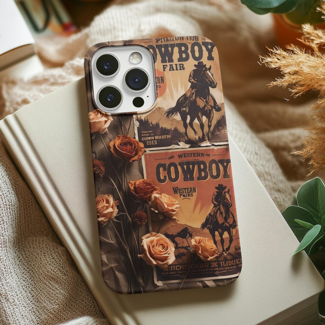 Phone Cases, Vintage Western Collage Art Covered Wagons, Horses, Desert ...