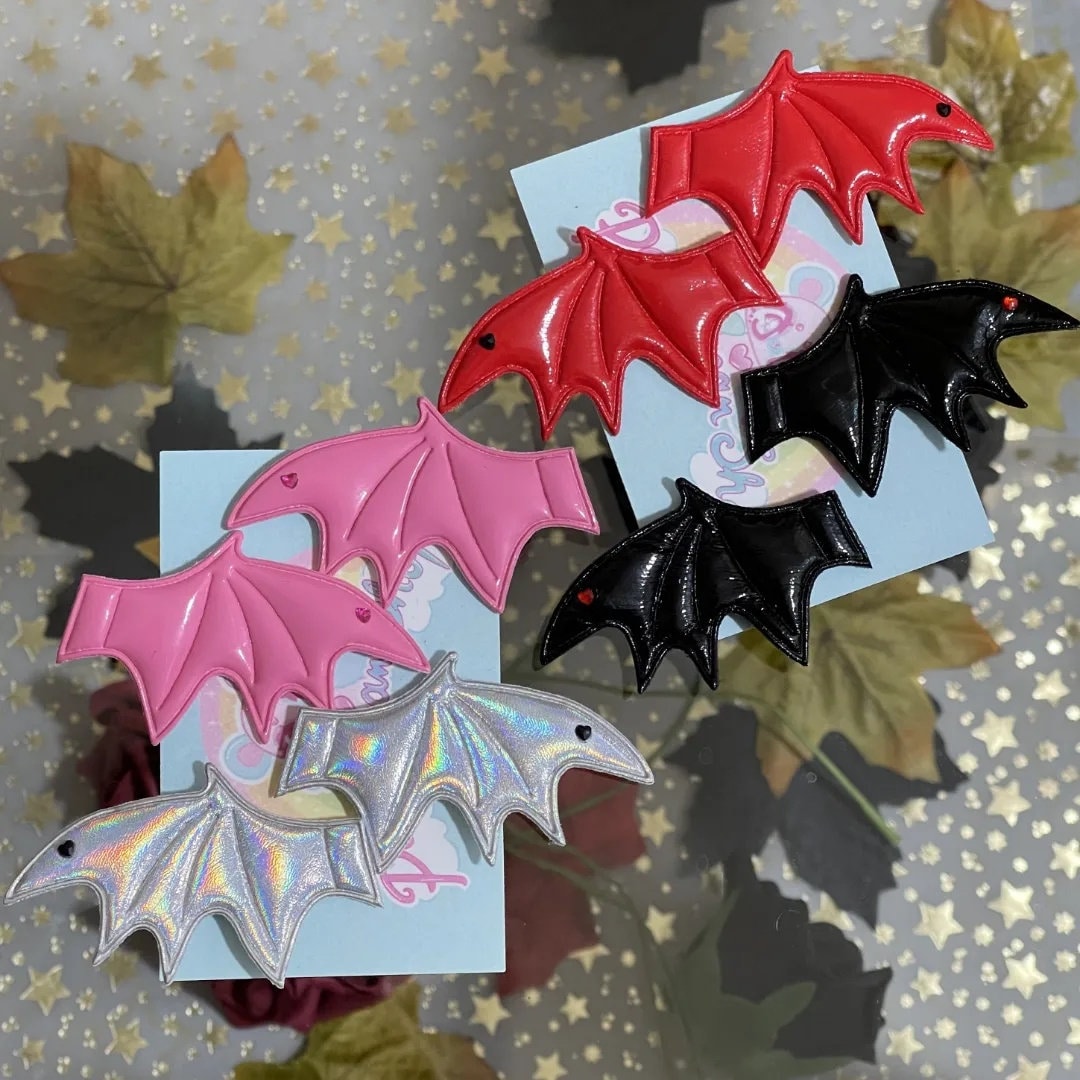 Bat Wing Hairclips, Multiple Colours Creepy Cute, Harajuku, Pastel Goth ...