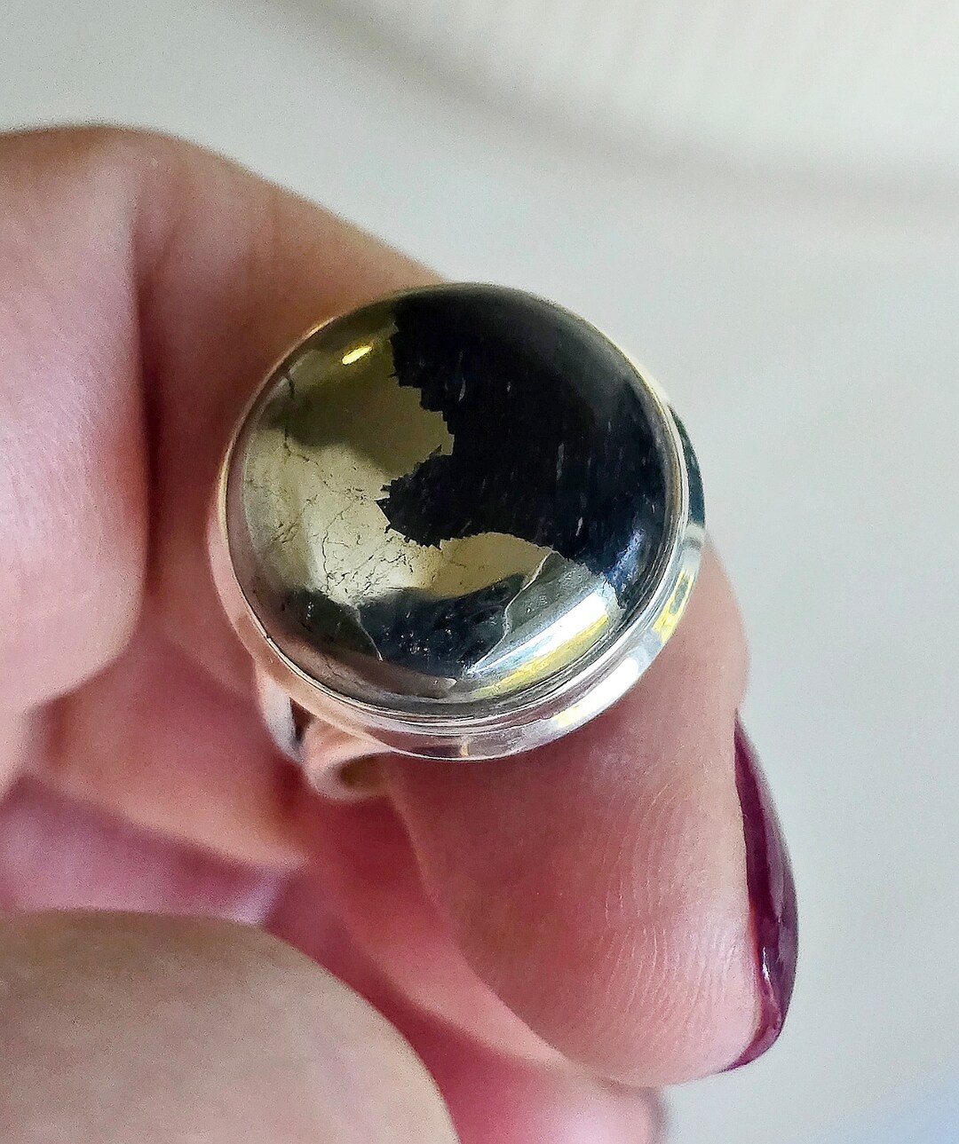 Size 8, Healer's Gold, Apache, Gold Pyrite, Sterling Silver, Ring ...