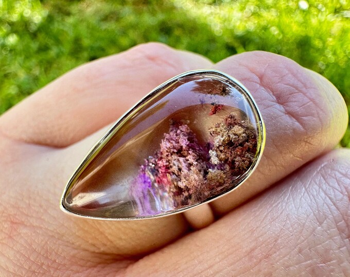 Size 7, Lodolite, in Sterling Silver, Ring, Garden Quartz Ring - Etsy