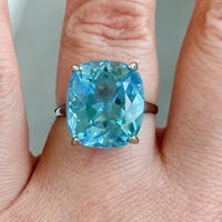 Sky Blue Topaz Solitaire Ring White Gold Plate 925 Sterling Silver ...