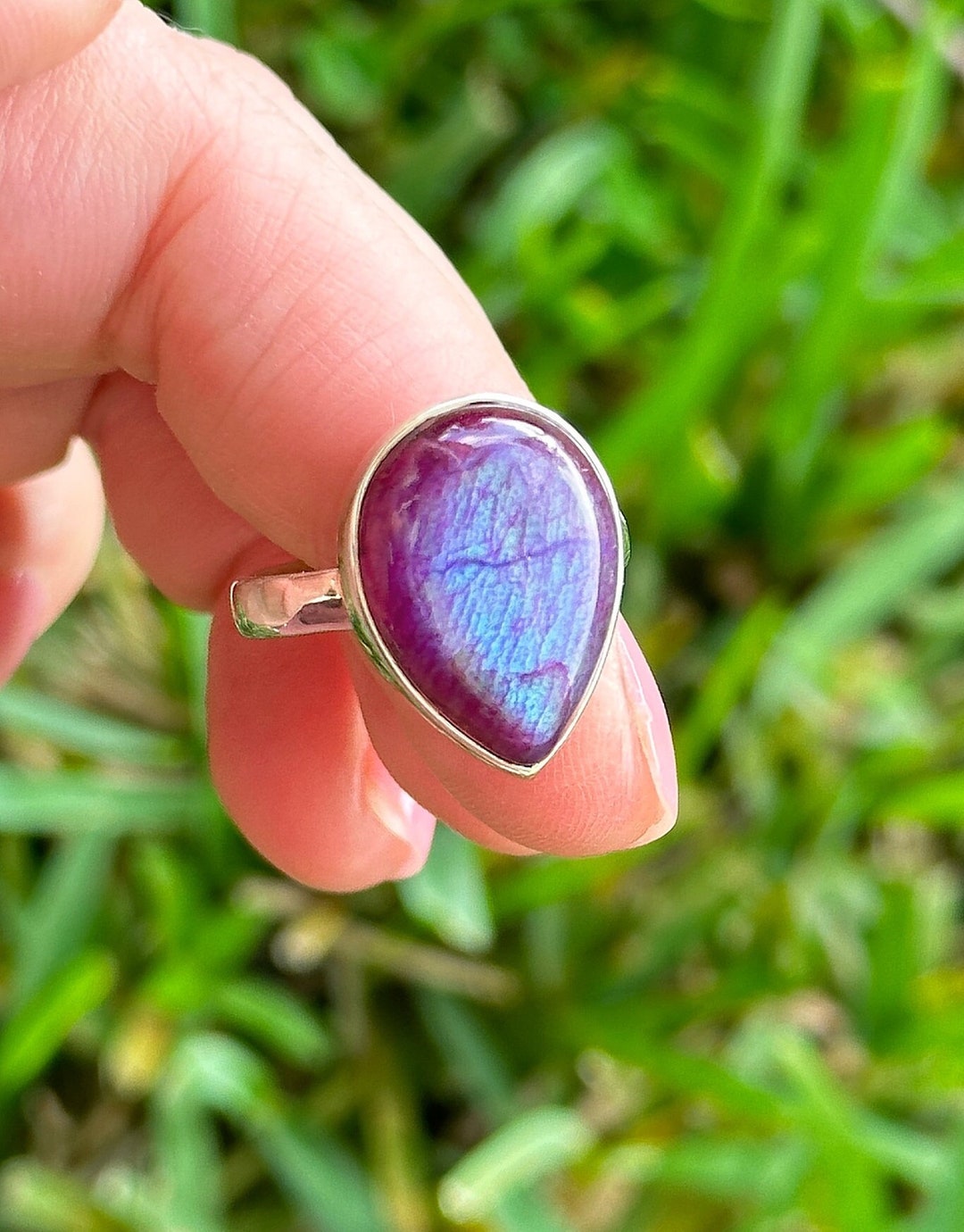 Size 10 , Purple, Labradorite, Sterling Silver, Ring, Labradorite Ring - Etsy